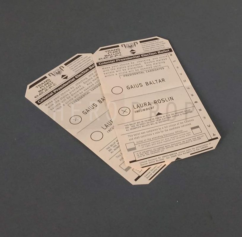Battlestar Galactica - Set of Baltar & Roslin Ballot Cards - HeroProp.com