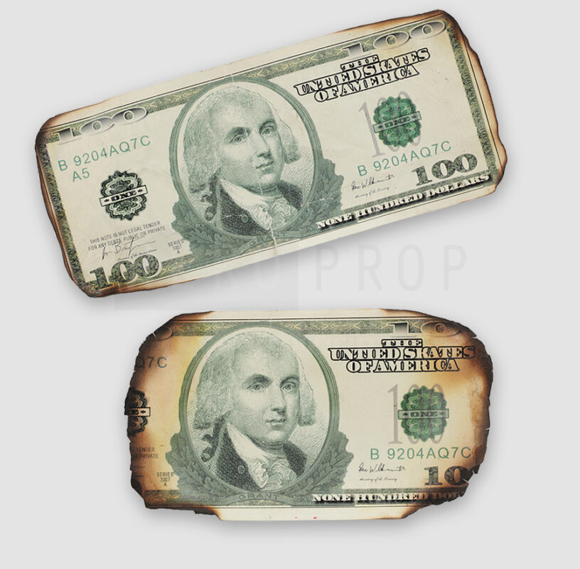 Batman: The Dark Knight Prop Burnt $100 Bills – HeroProp.com