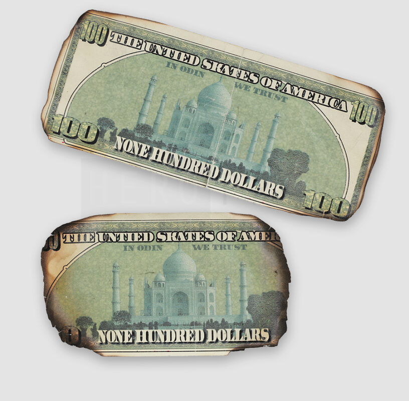 Batman: The Dark Knight Prop Burnt $100 Bills - HeroProp.com
