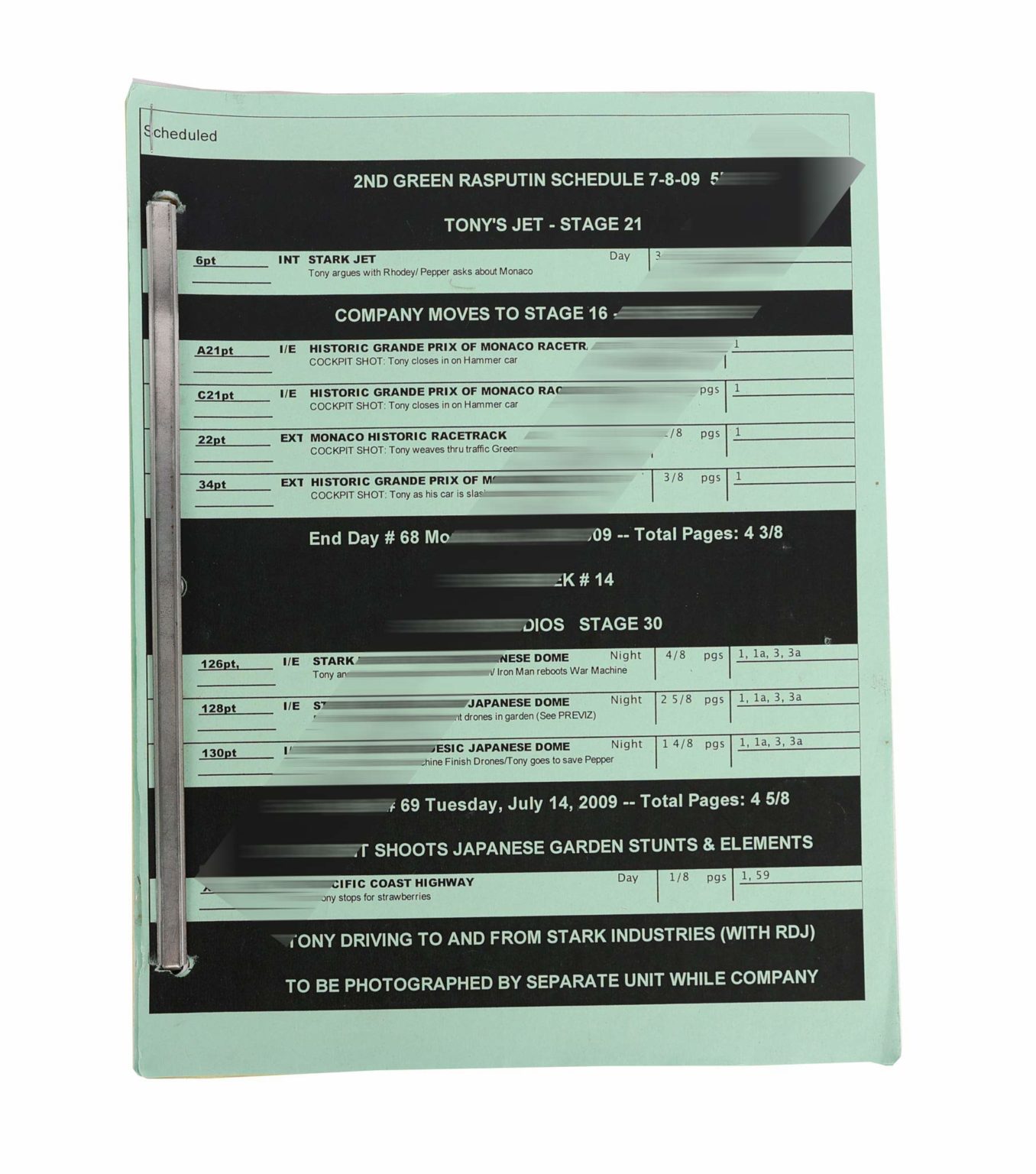 Iron Man 2 – Draft Script and Shooting Schedule – HeroProp.com