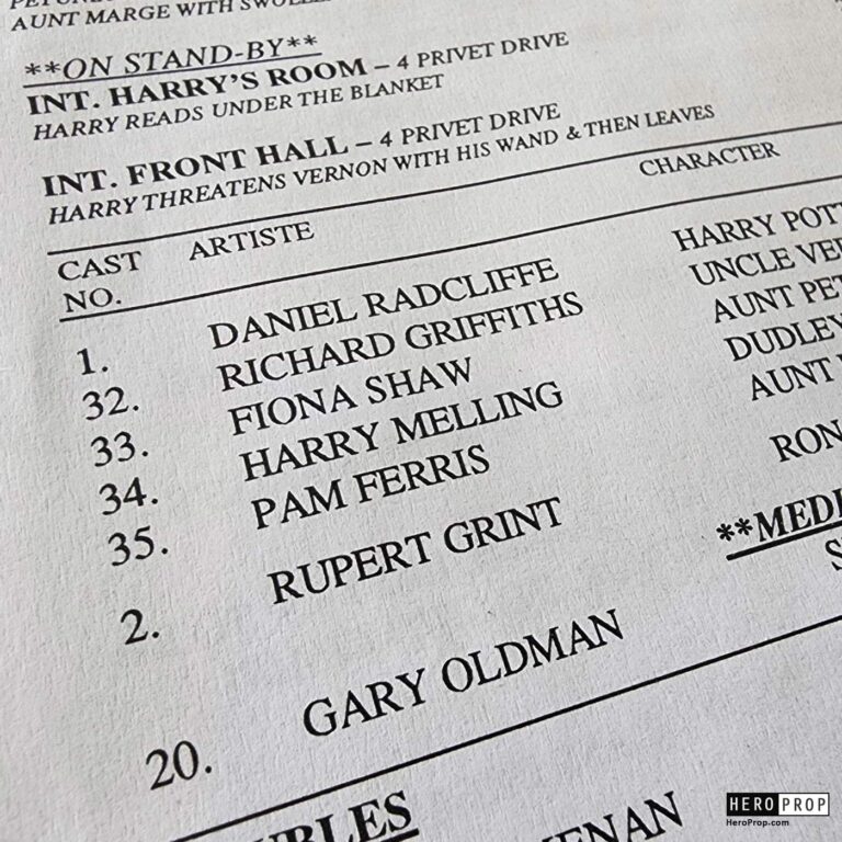 Harry Potter & The-Prisoner of Azkaban Production Call Sheet – HeroProp.com