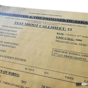 Harry Potter & Prisoner of Azkaban – Test Shoot Call Sheet #23 ...