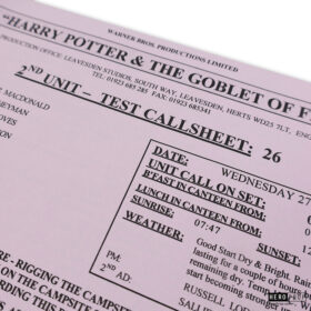 Harry Potter & The Goblet Of Fire – 2nd Unit Test Callsheet – HeroProp.com